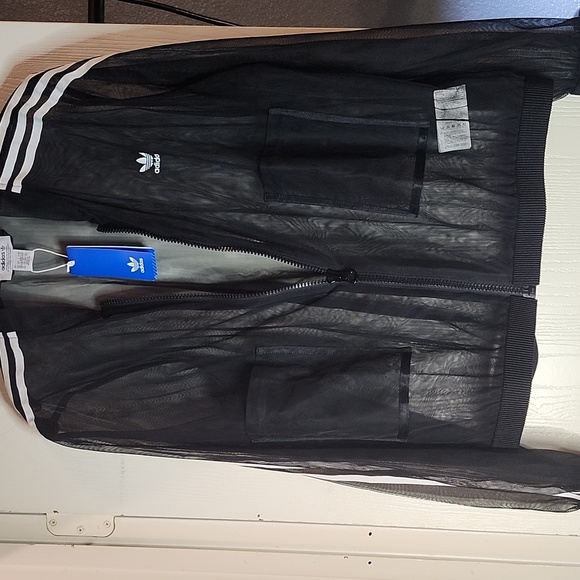 adidas | Jackets & Coats | Adidas Black Sheer Mesh Jacket For Woman ...